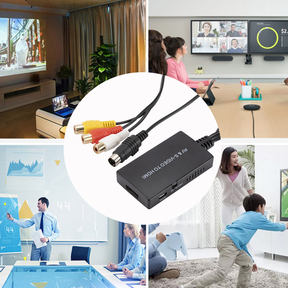 Adaptador convertidor compatible con RCA AV a HDMI / S-Video Audio ...