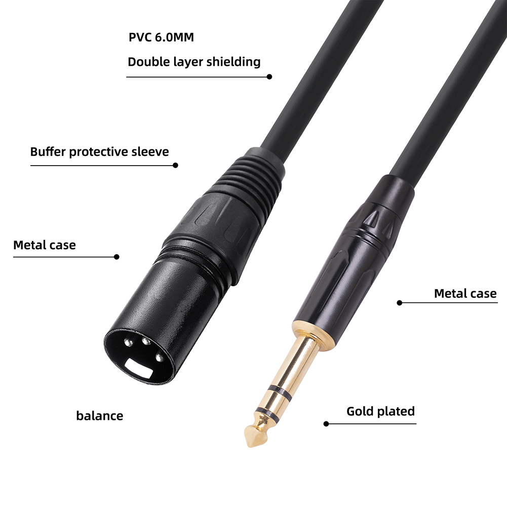 Conector de audio de cable de micrófono estéreo de audio de 6,35 mm y 1 ...